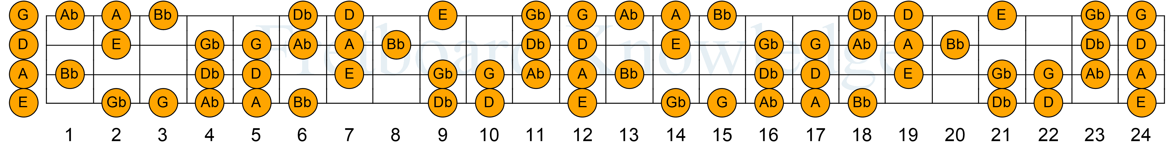 Db D E Gb G Ab A Bb - Bass Guitar Fretboard Knowledge